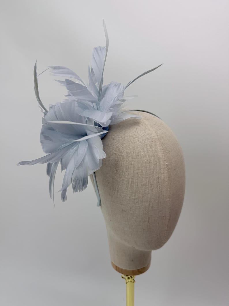 New Baby Blue Feather Fascinator Headband Royal Ascot Kentucky Derby ...