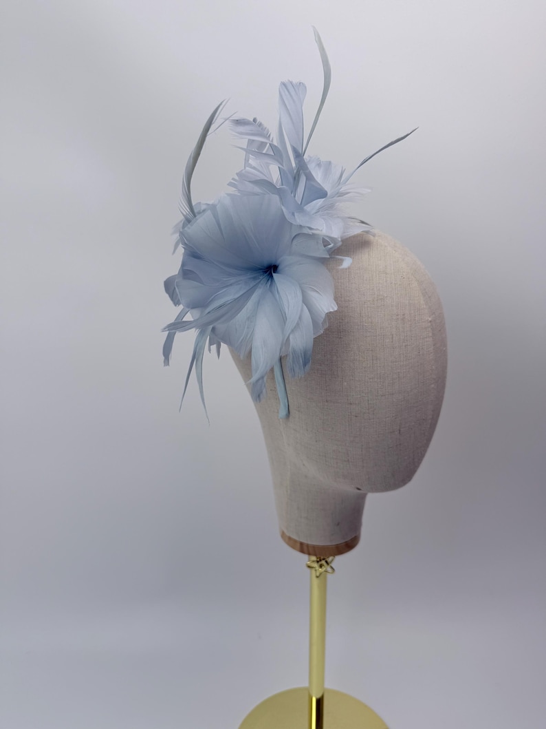 New Baby Blue Feather Fascinator Headband Royal Ascot Kentucky Derby ...