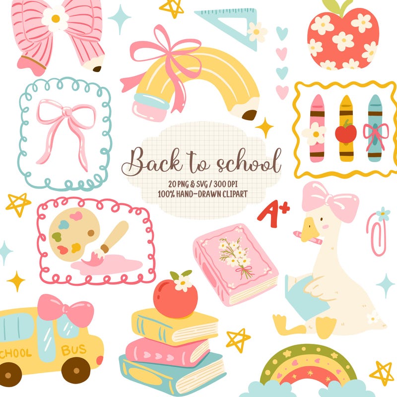 Pastel School Clipart Png - Etsy