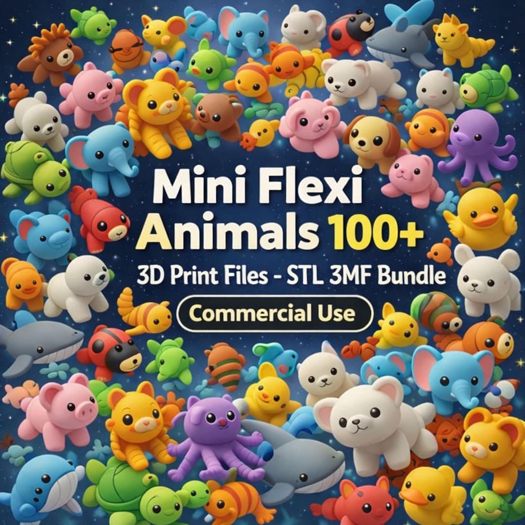 Mini Flexi Animals Bundle – 100+ Articulated 3D Print Files (STL 3MF ...