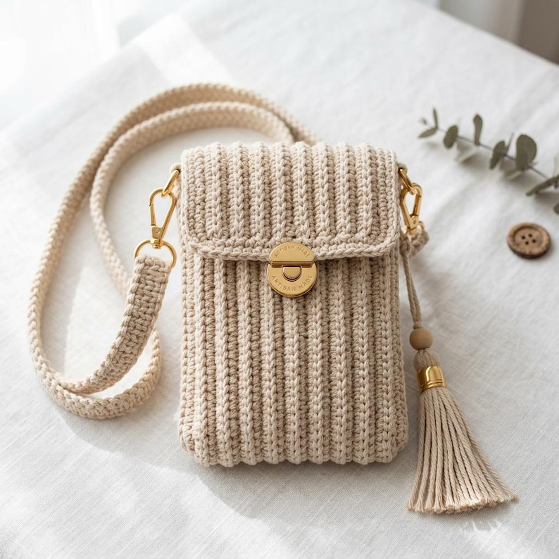 Textured Crochet Phone Bag Pattern | Crossbody Purse Tutorial (PDF ...