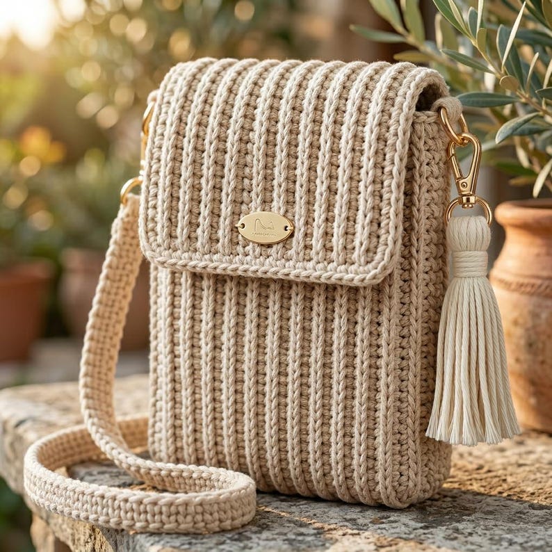 Textured Crochet Phone Bag Pattern | Crossbody Purse Tutorial (PDF ...