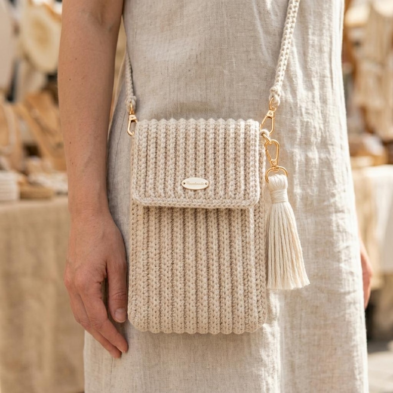 Textured Crochet Phone Bag Pattern | Crossbody Purse Tutorial (PDF ...