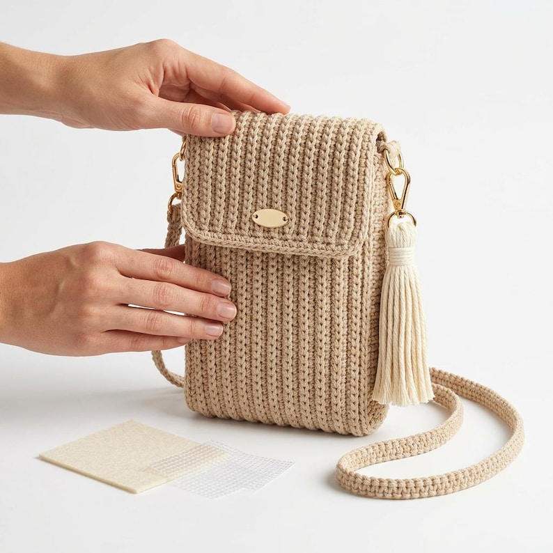 Textured Crochet Phone Bag Pattern | Crossbody Purse Tutorial (PDF ...