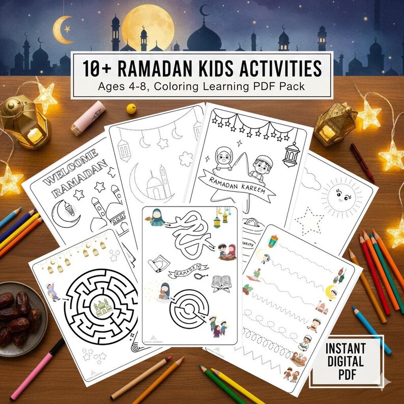 Ramadan Kids Activity Book, Coloring Pages, Maze, I Spy, Tracing for ...
