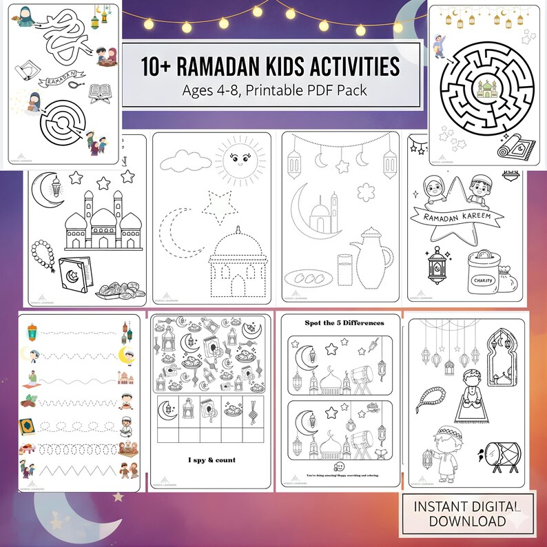 Ramadan Kids Activity Book, Coloring Pages, Maze, I Spy, Tracing for ...