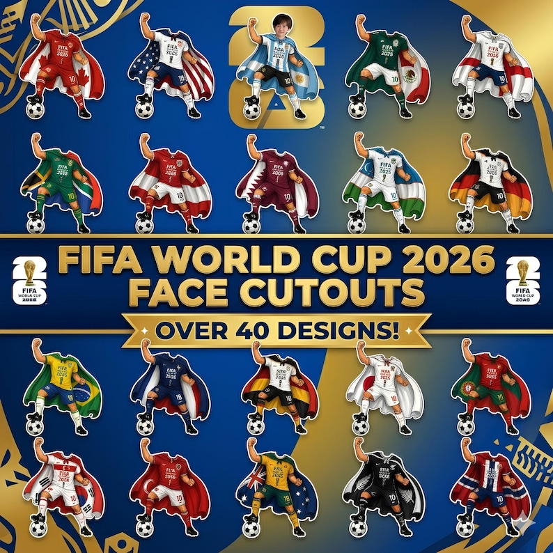 FIFA World Cup 2026 Face Cutouts | Editable FIFA 2026 Soccer Face ...