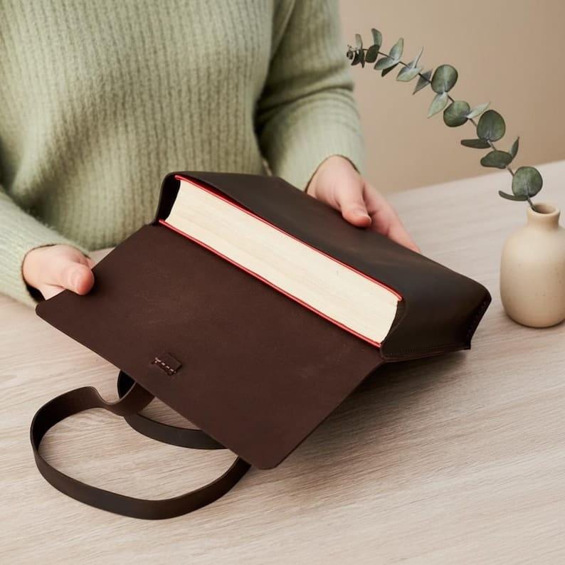 100% Genuine Leather Book Cover, Custom Leather Book Case, Personalized ...