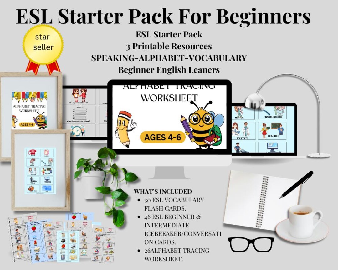 ESL Learning Bundle | Conversation Cards, Alphabet Tracing (PDF ...