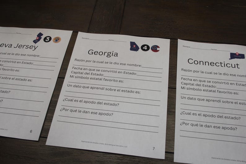 Bilingual (span/eng) State Research Worksheet – 3rd / 4th Grade Social ...