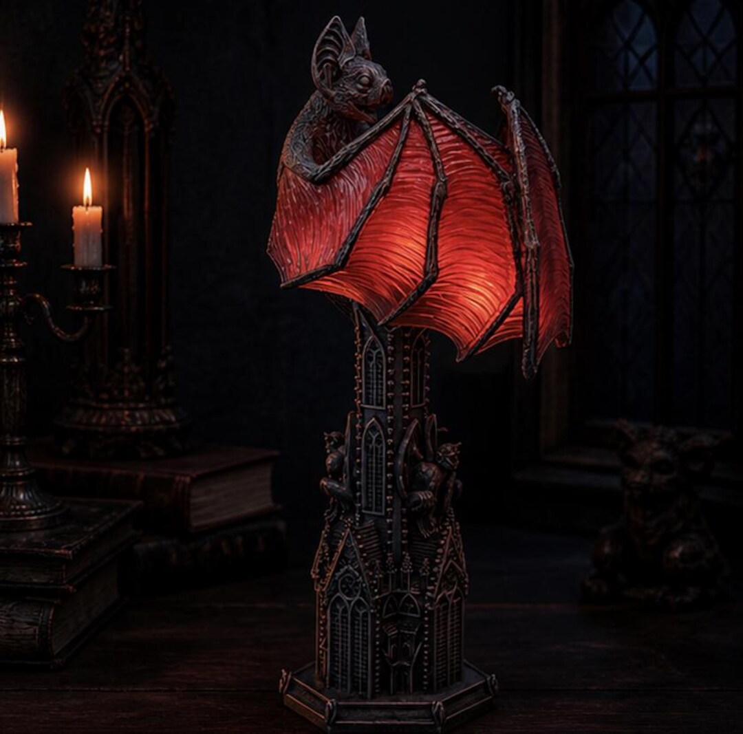 Gothic Bat Wing Lamp – Spooky Resin Table Light, Vampire Goth Decor - Etsy