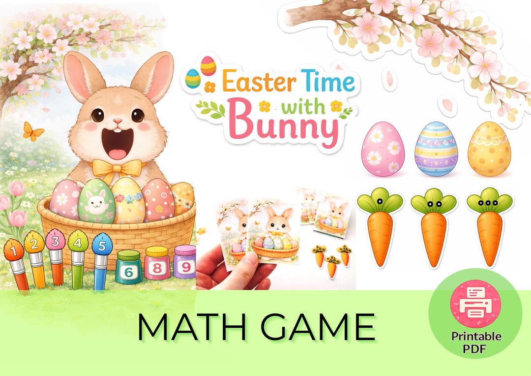 Easter Bunny Math Game, Egg Matching Toddler Activity (printable PDF ...