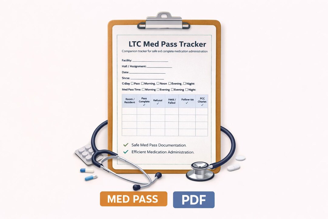 LTC Med Pass Tracker Printable | Nurse Medication Administration Log ...
