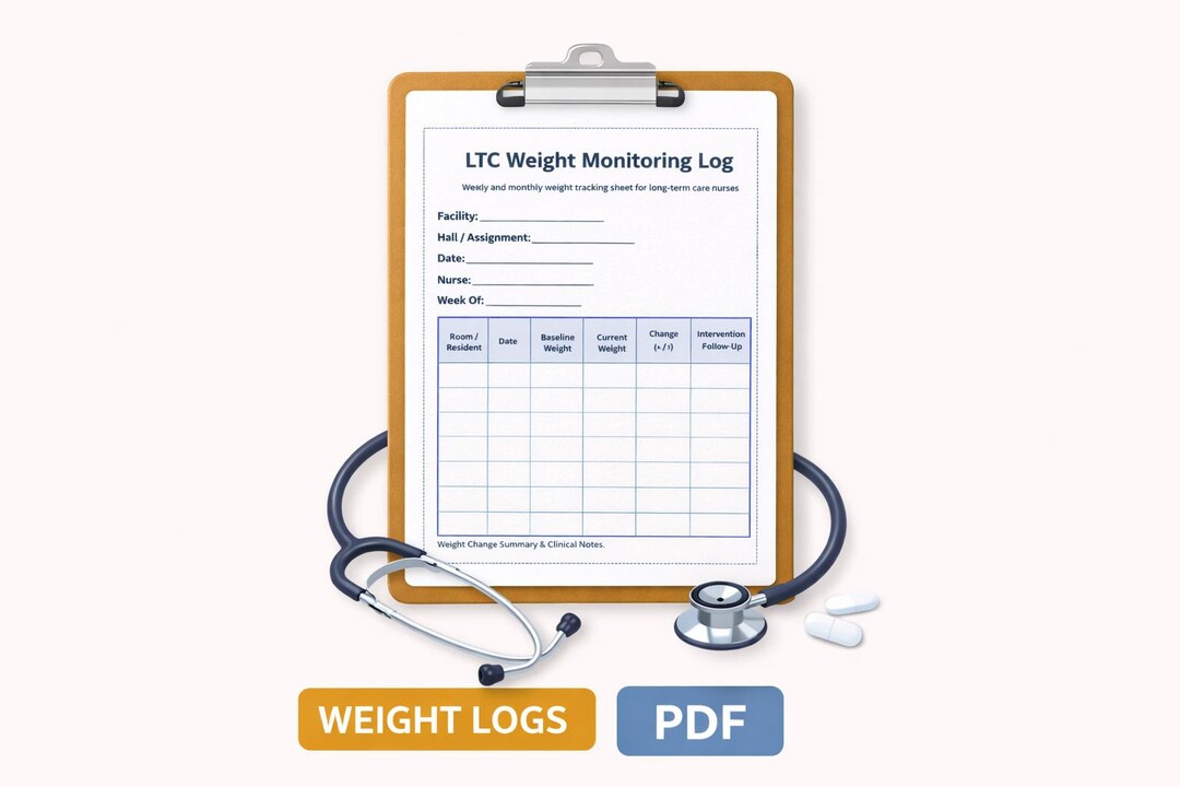 LTC Weight Monitoring Log for Nurses Weekly Monthly Tracker - Etsy