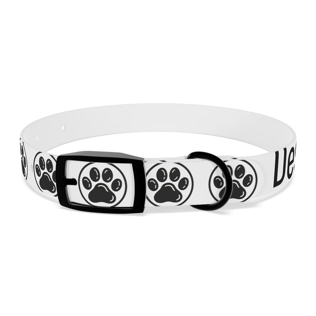 Paw Print Pattern Dog Collar | Personalized Text Option - Etsy