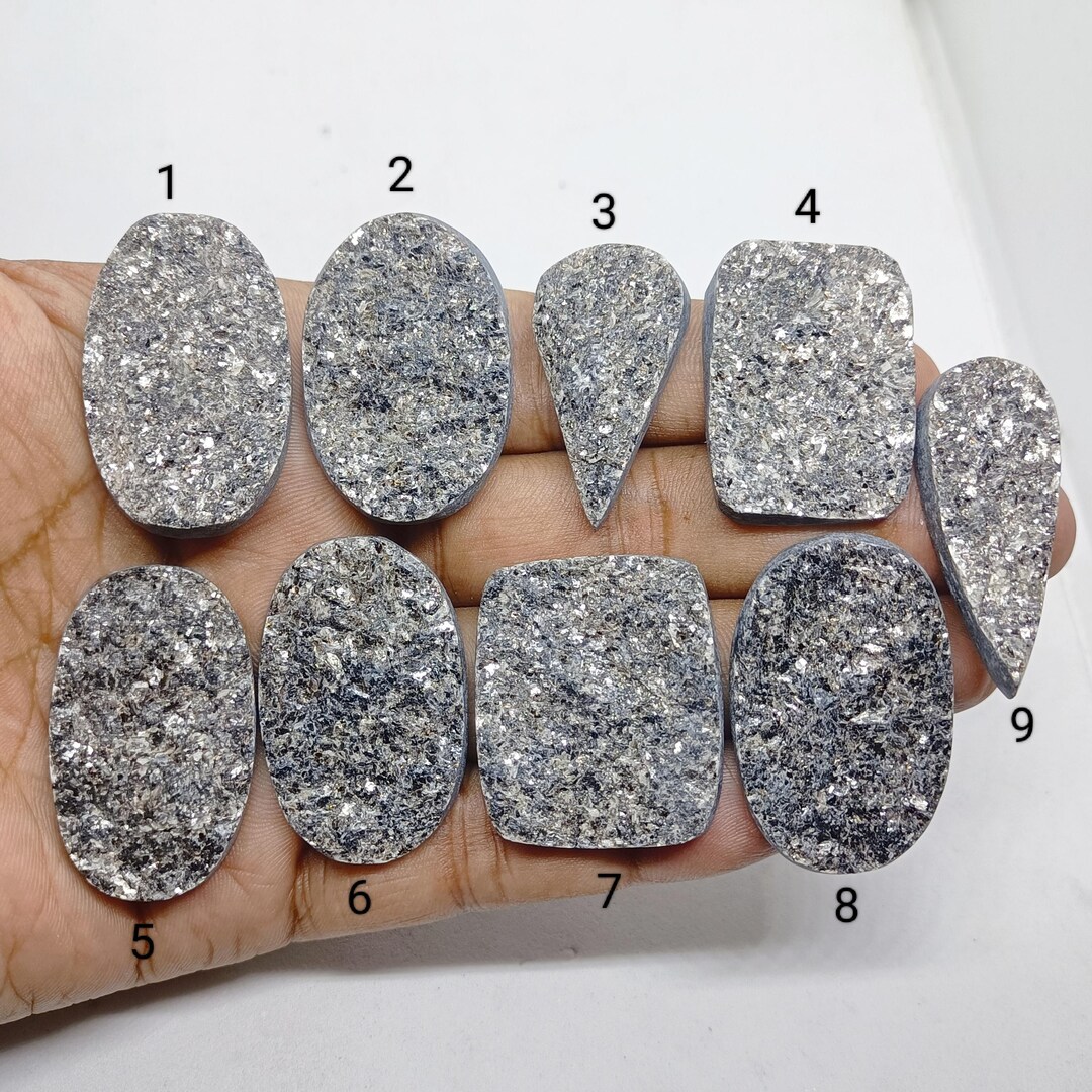 Mica Druzy Raw Gemstone: Upper Raw Back Flat -for Making Jewelry - Etsy