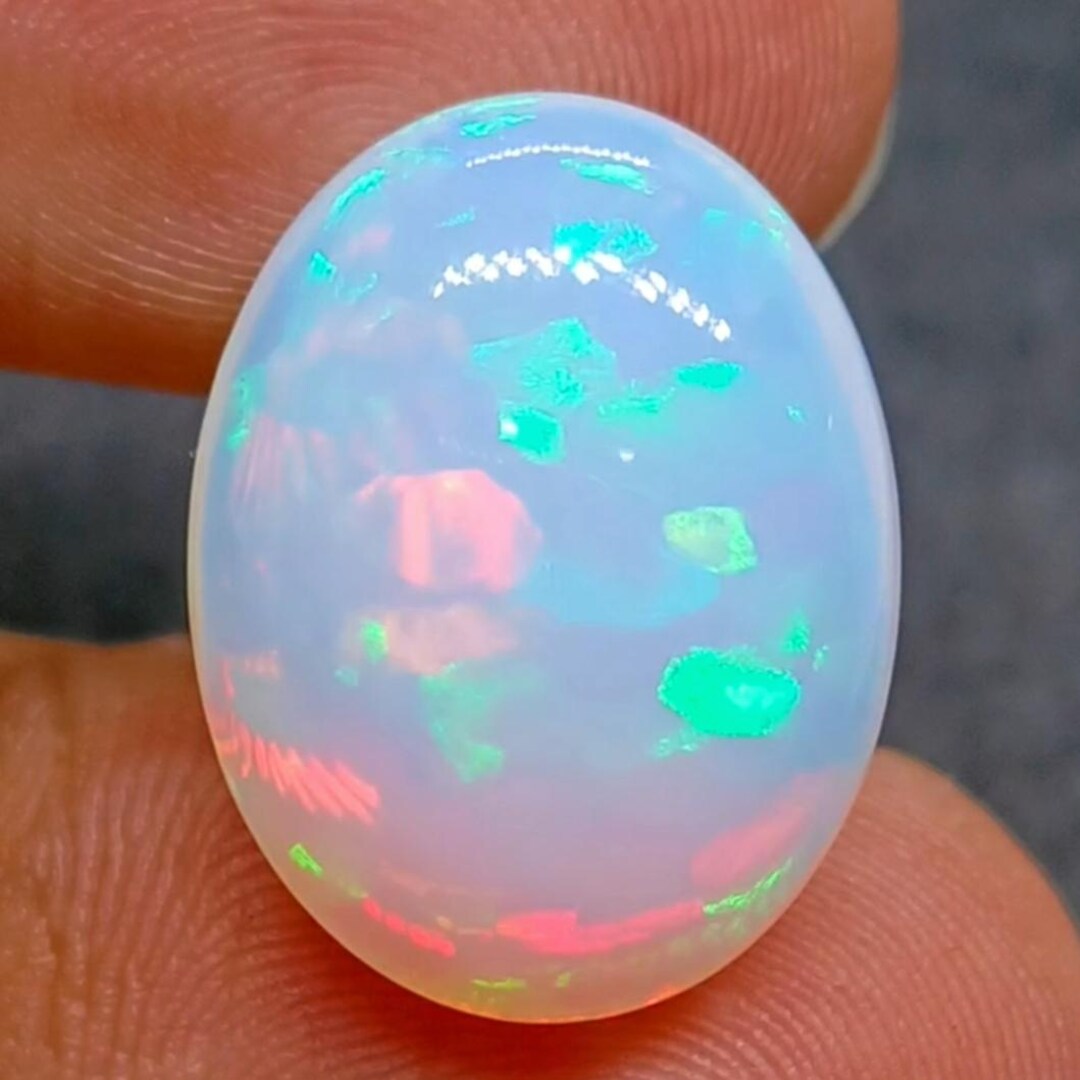 Ethiopian Opal Cabochon, Multi Fire Oval Gemstone ( 14.04x18.41mm, 11 ...