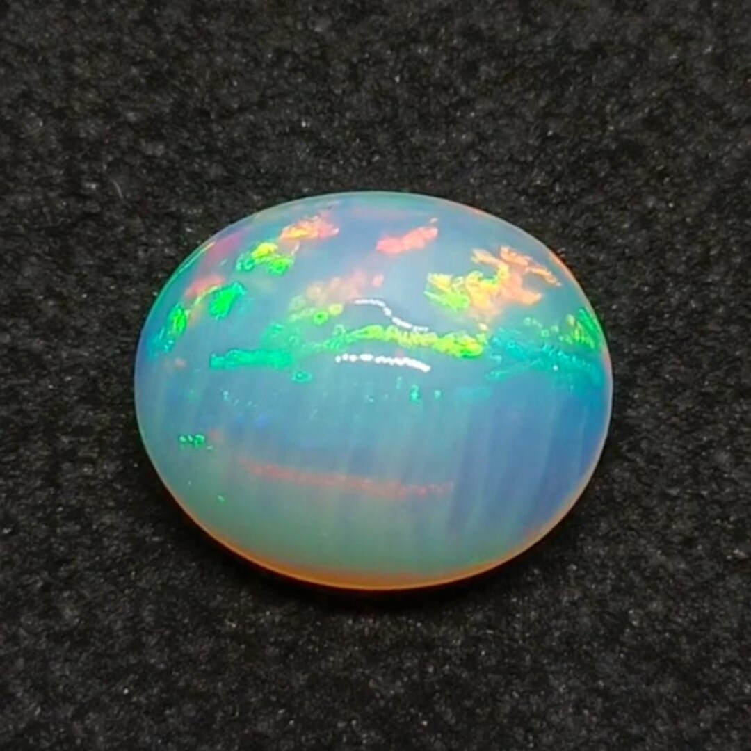 Ethiopian Opal Cabochon, Multi Fire Oval Gemstone ( 10.21x12.21mm, 3.30 ...