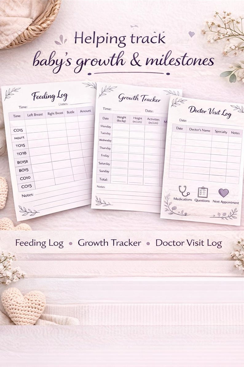 Baby Milestone Tracker, Growth Chart, Weekly Log (PDF Download) - Etsy