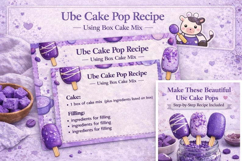 Ube Cake Pop Recipe Using Box Cake PDF - Etsy