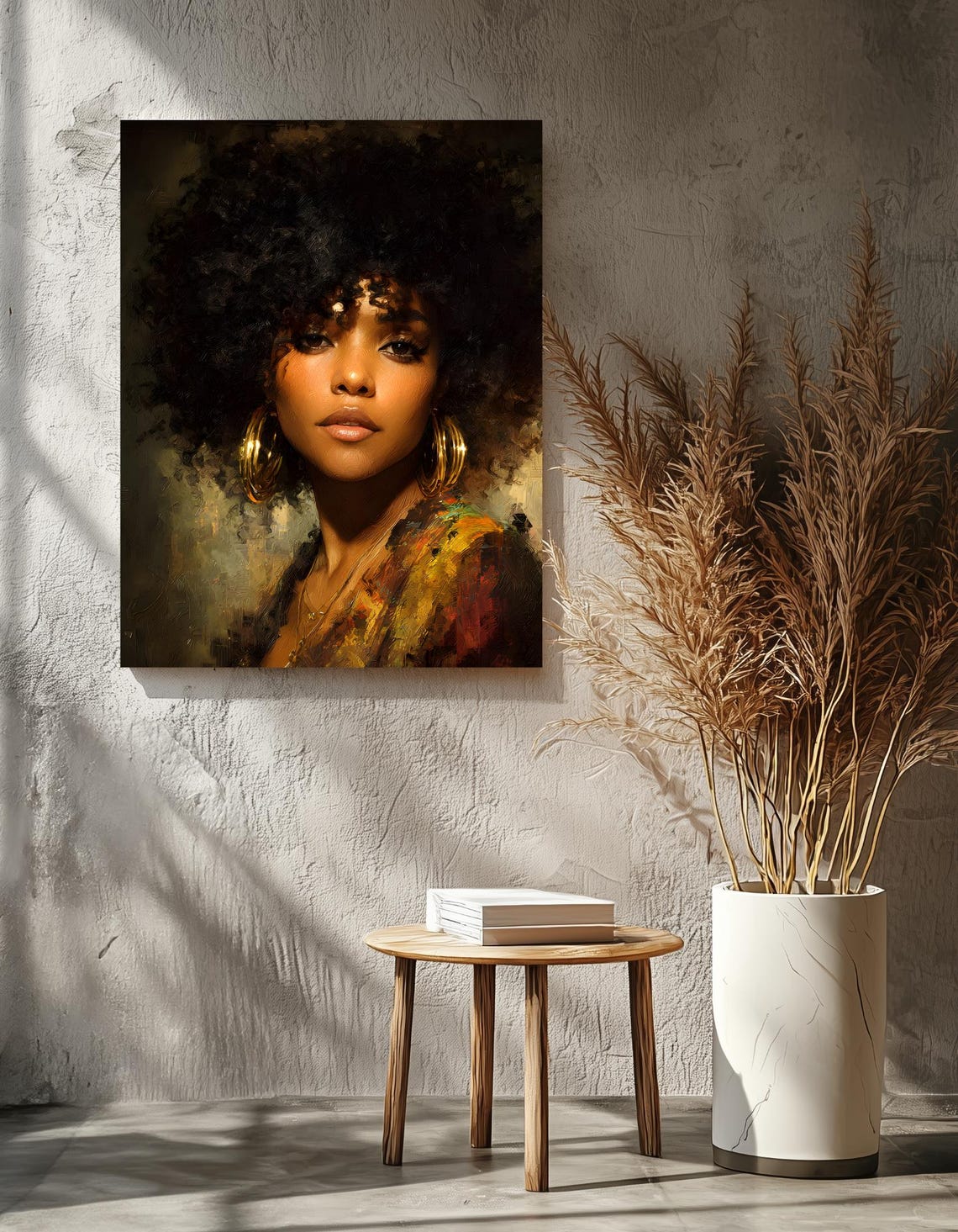 Black Woman Portrait Canvas | Afro Glam Art, Modern Home Decor - Etsy