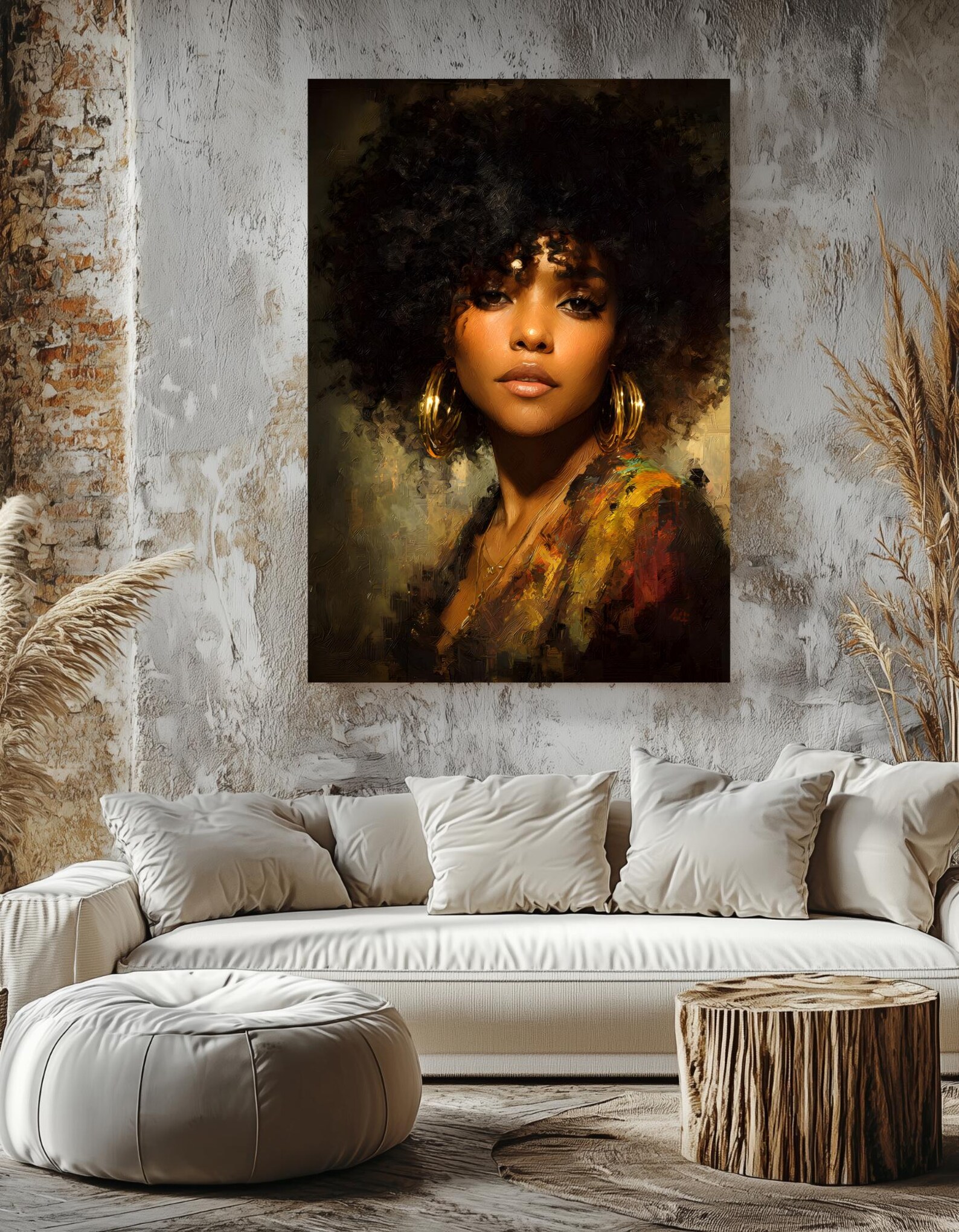 Black Woman Portrait Canvas | Afro Glam Art, Modern Home Decor - Etsy