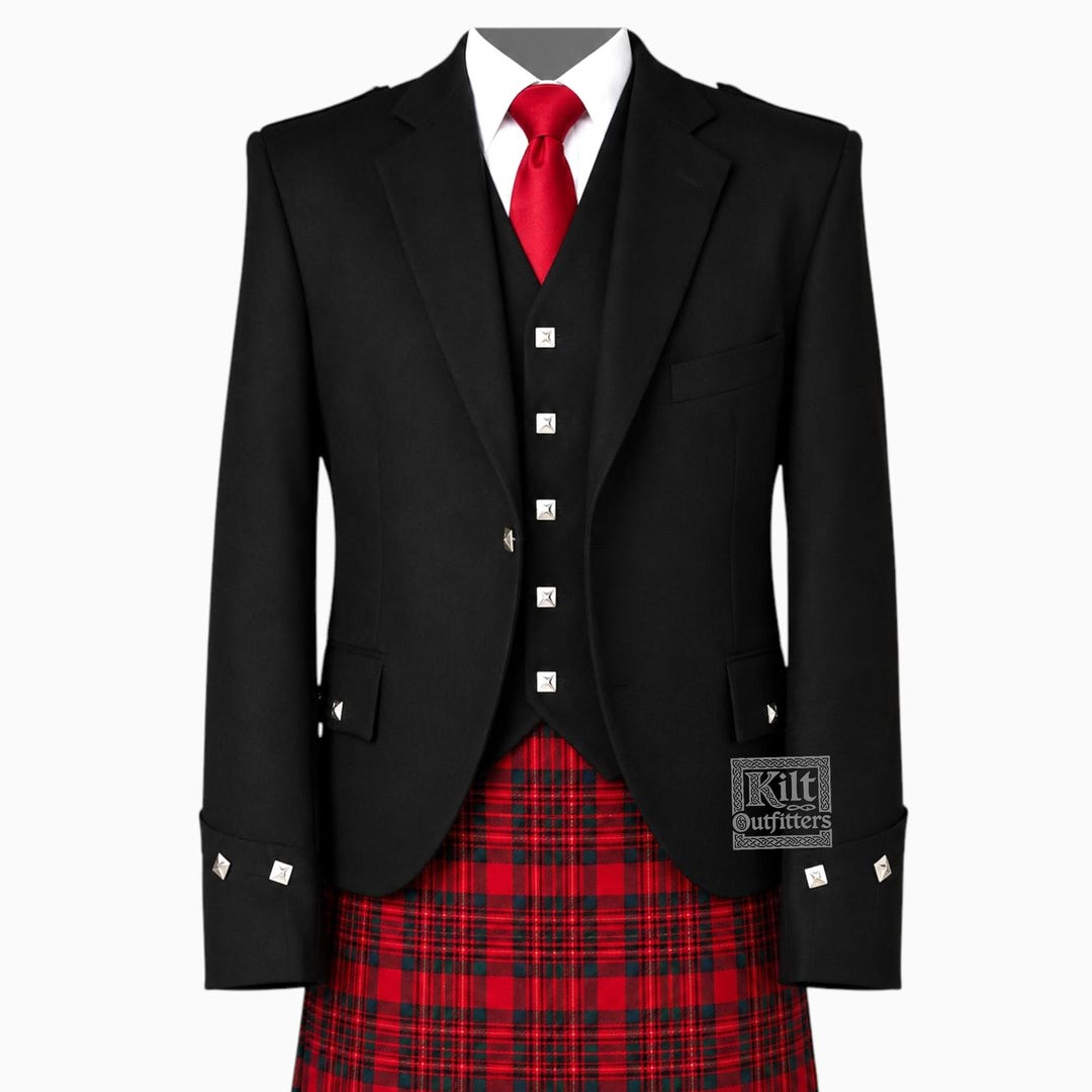 Men’s Scottish Argyle Kilt Jacket With 5 Buttons Waistcoat – Highland ...
