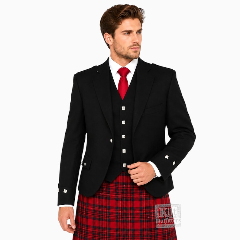 Men’s Scottish Argyle Kilt Jacket With 5 Buttons Waistcoat – Highland ...