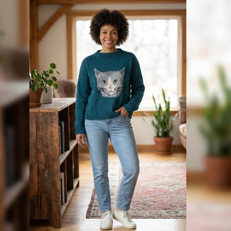 Tabby Gray Cat Knitting - Etsy Finland