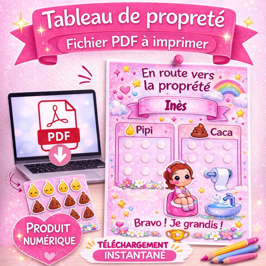 Printable PDF Potty Training Chart for Girls | Child Potty Training ...