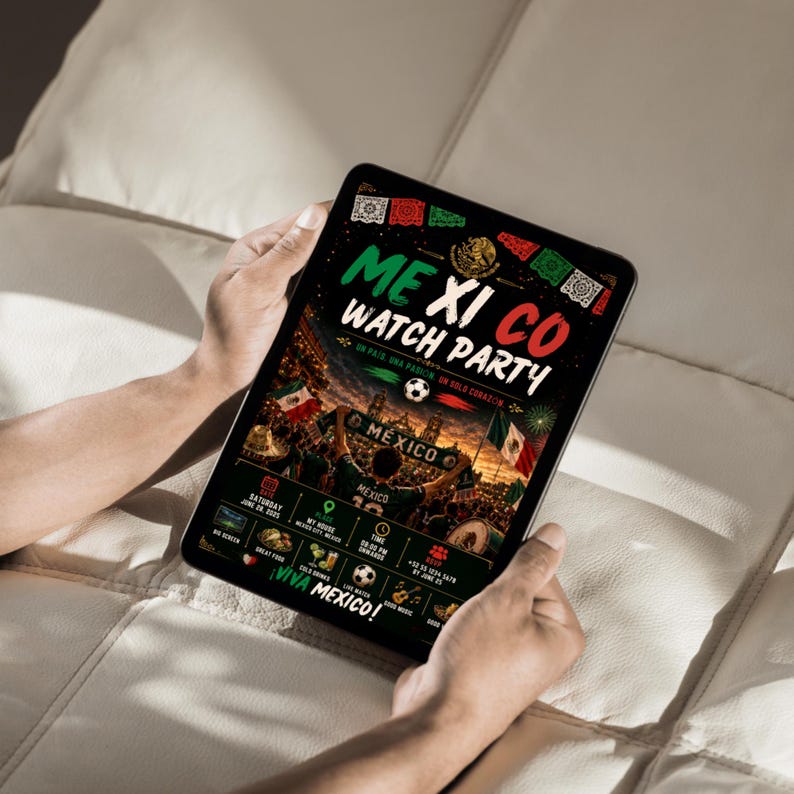 Mexico 2026 World Cup Watch Party Invitation, Editable Canva Football ...