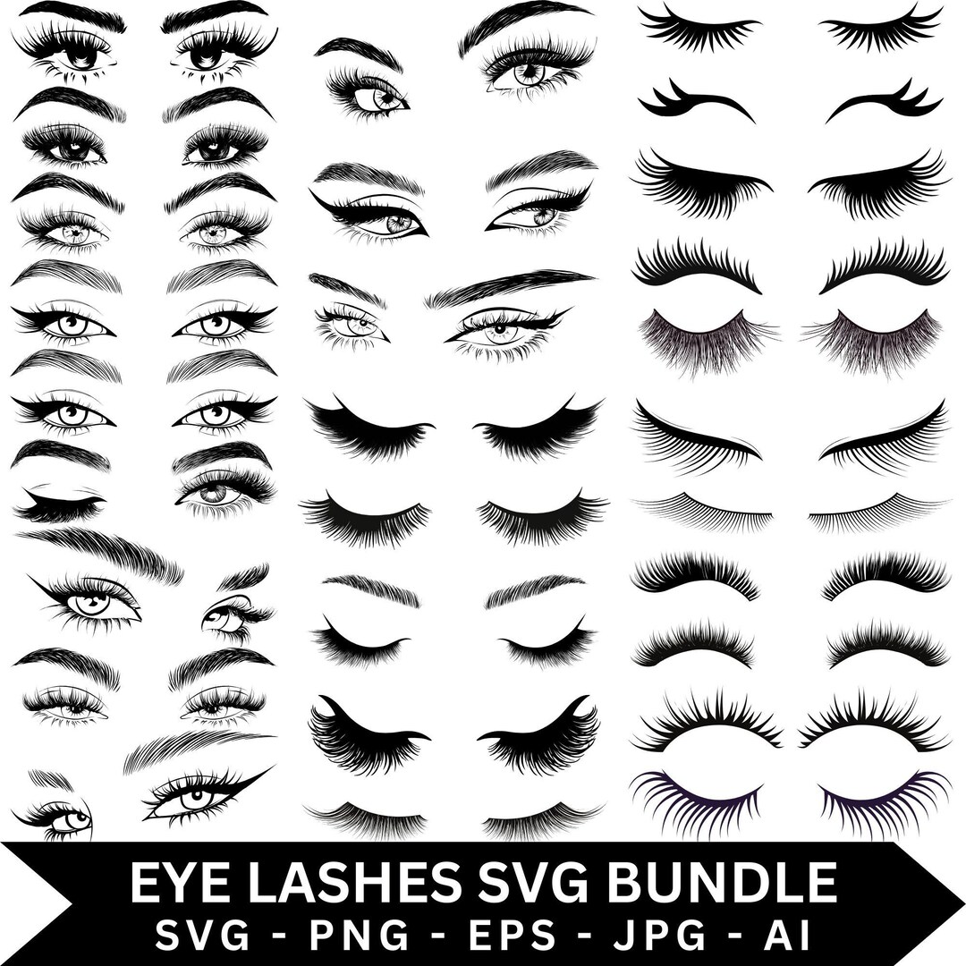 Eyelashes SVG Bundle, Clipart, Cut Files for Cricut (digital Download ...