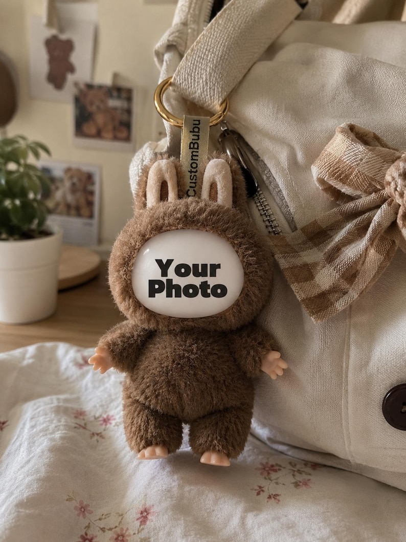 Custom Face Plush Keychain Labubu Style – Personalized Bunny Doll ...