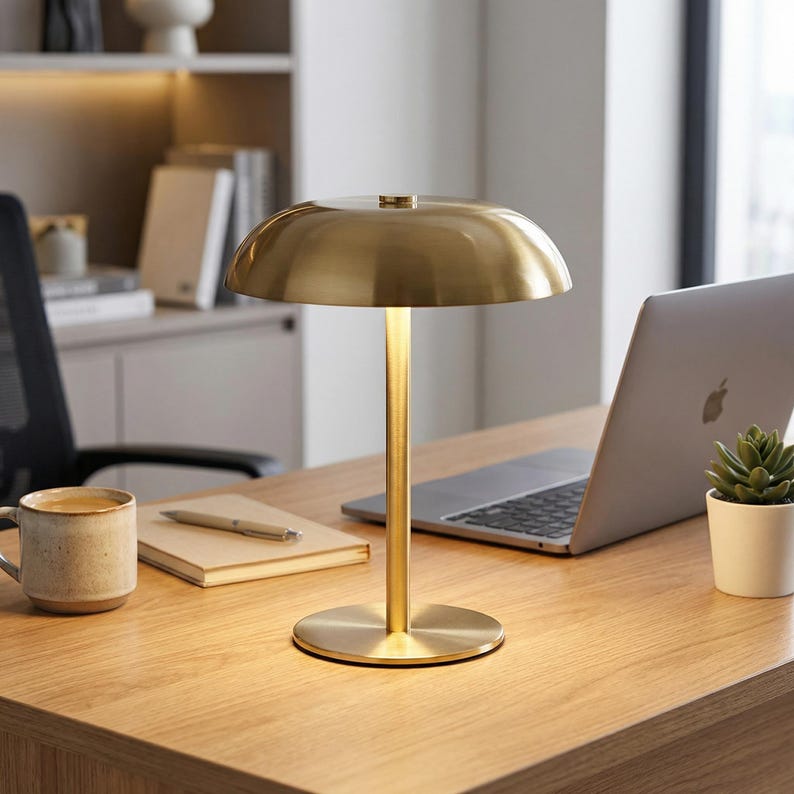 Modern Mushroom Table Lamp: USB Rechargeable, Dimmable Metal Night ...