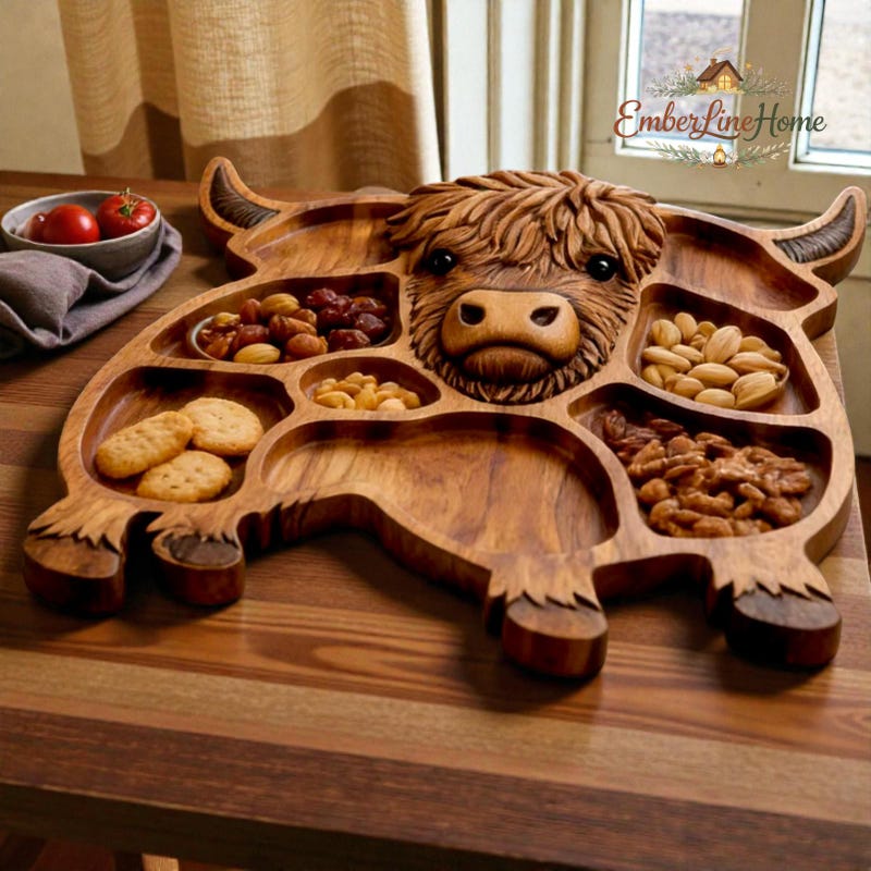 Wooden Highland Cow Platters - Etsy