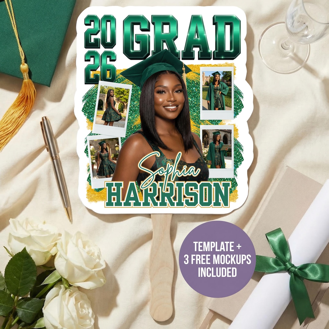 Canva Graduation Fan Template | Class of 2026 Personalized Photo Paddle ...