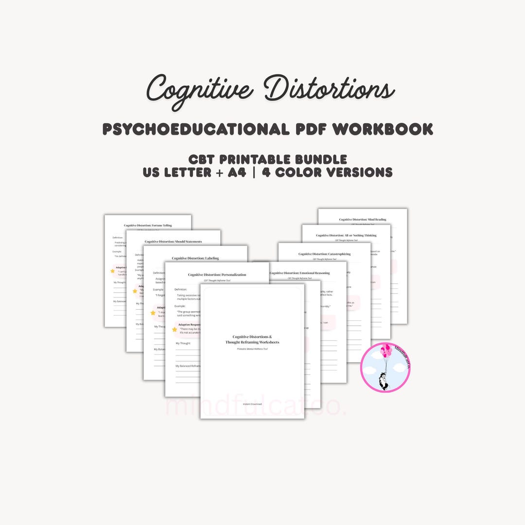 Cognitive Distortions CBT Informed Workbook | 10 Therapy Worksheets ...