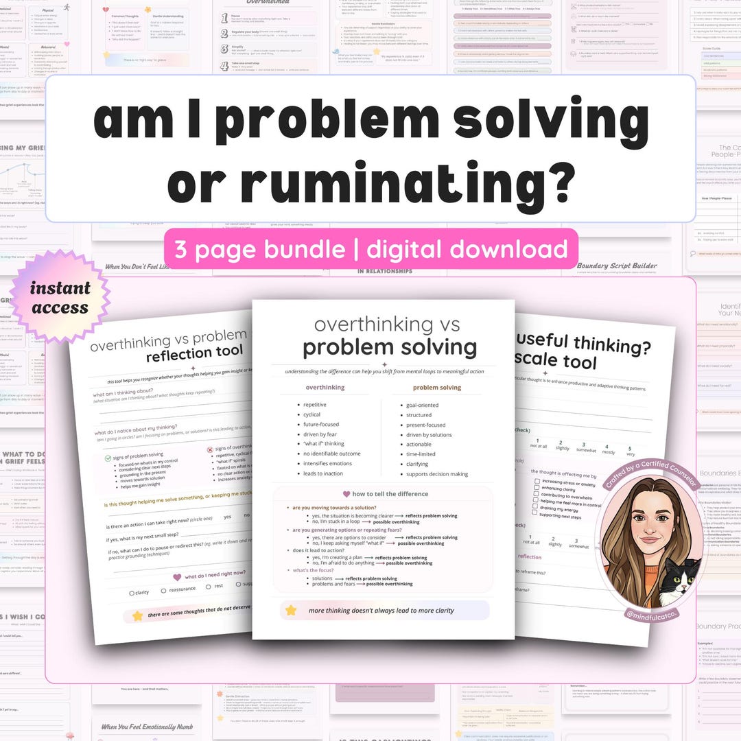 Overthinking & Anxiety Worksheets | Cbt-informed Coping Guide for ...