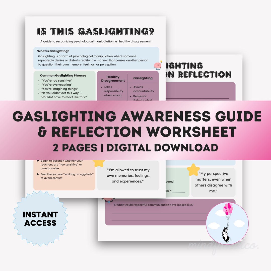 Gaslighting Infographic & Reflection Tool | Printable Therapy Worksheet ...