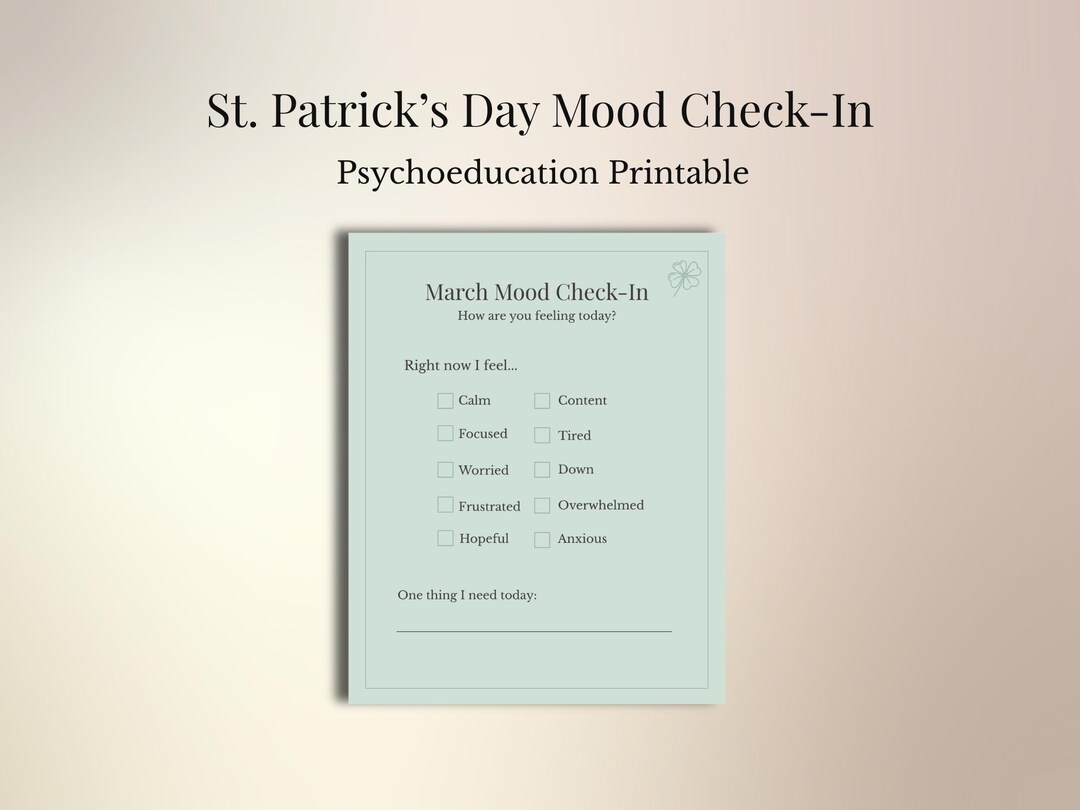 St. Patrick's Day Mood Check-in Printable | Feelings Tracker (PDF ...