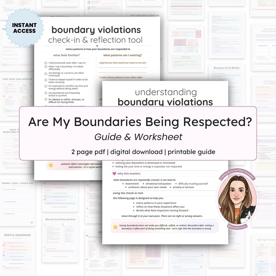 Boundary Awareness Guide & Check-in Worksheet | Self Reflection PDF ...