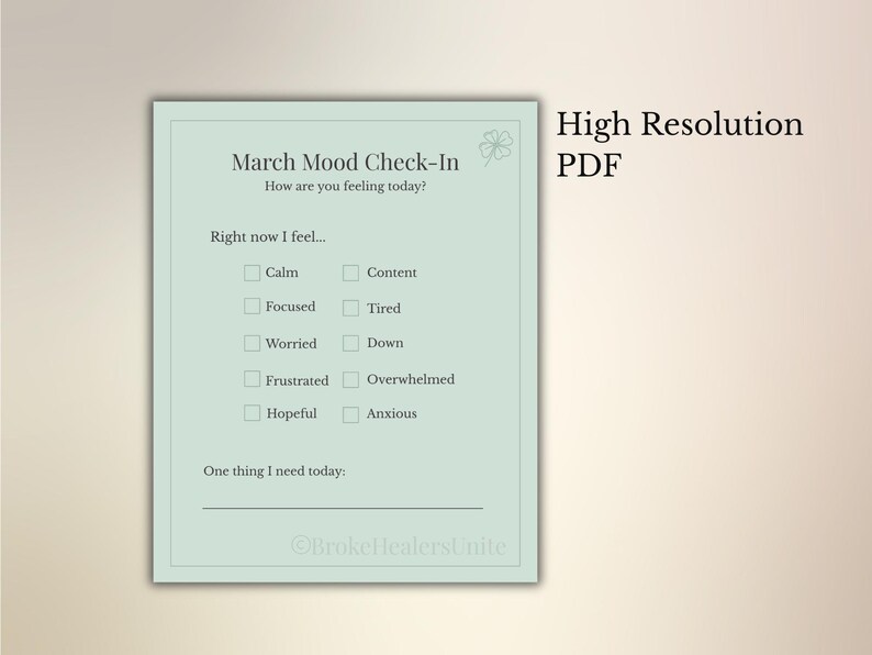 St. Patrick's Day Mood Check-in Printable | Feelings Tracker (PDF ...