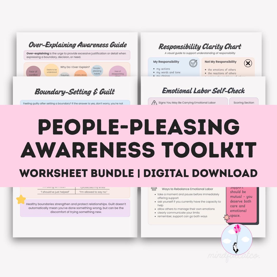 People Pleasing Awareness Toolkit | Boundary Setting Worksheet Bundle ...