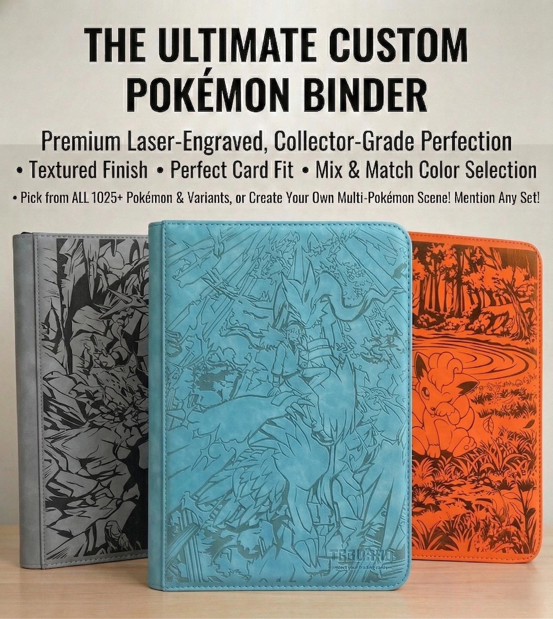 Custom Laser Engraved Pokemon Card Binder | Personalized TCG Trading ...