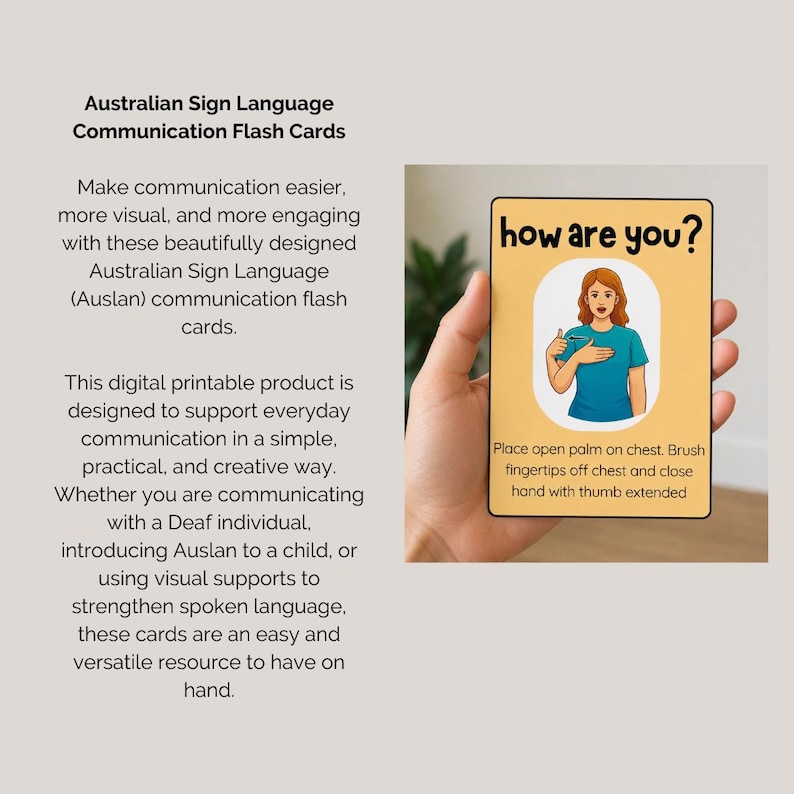 Auslan Flash Cards Printable | Australian Sign Language Cards for Kids ...