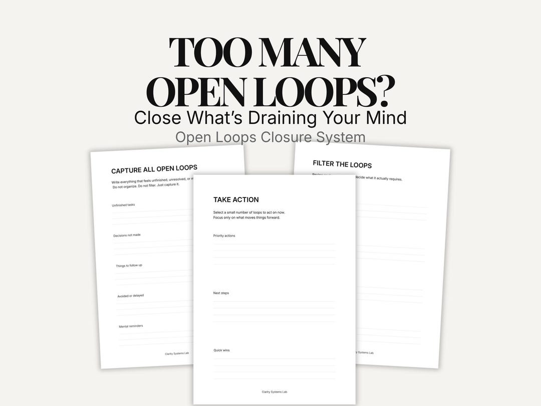 Open Loops Closure System Printable PDF, Reduce Overwhelm, Clear Your ...