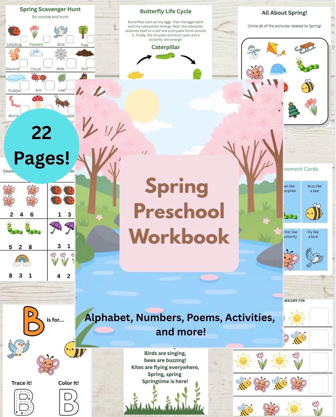Spring Preschool Workbook | Instant Download - Etsy Australia