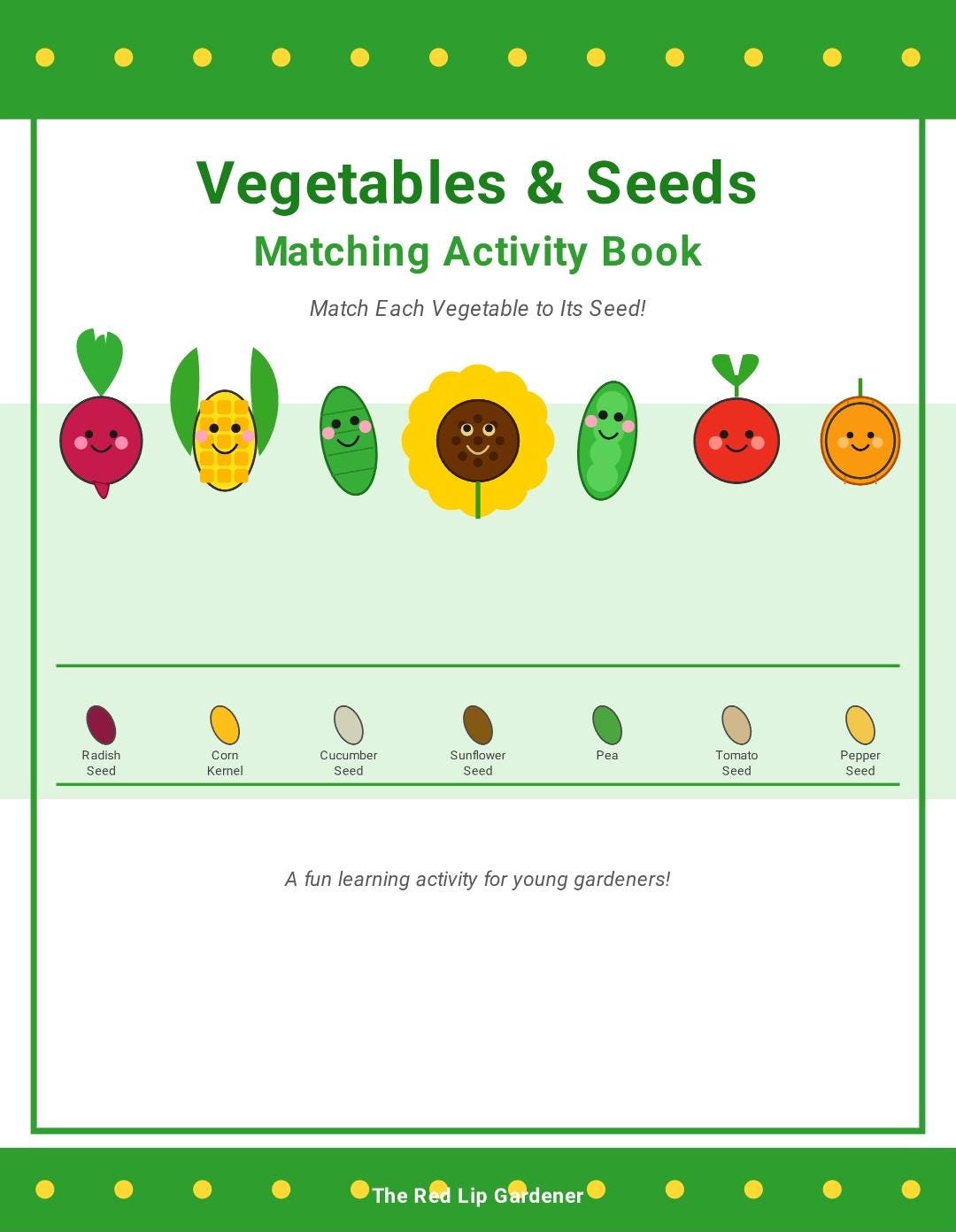 Vegetable Seed Matching Game, Preschool Garden Learning Activity (PDF ...