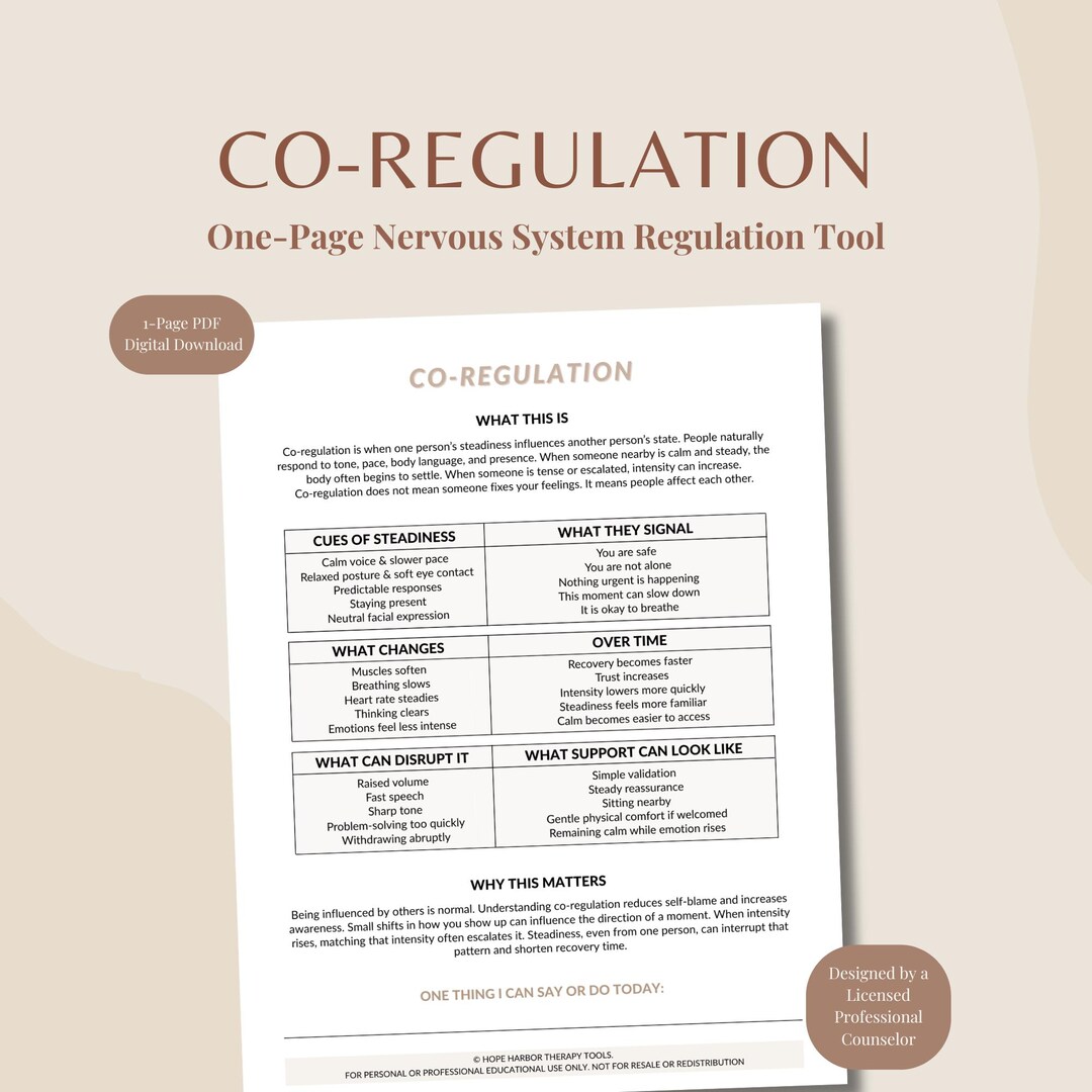 Co-regulation | Emotional Regulation Worksheet for Adults | Nervous ...