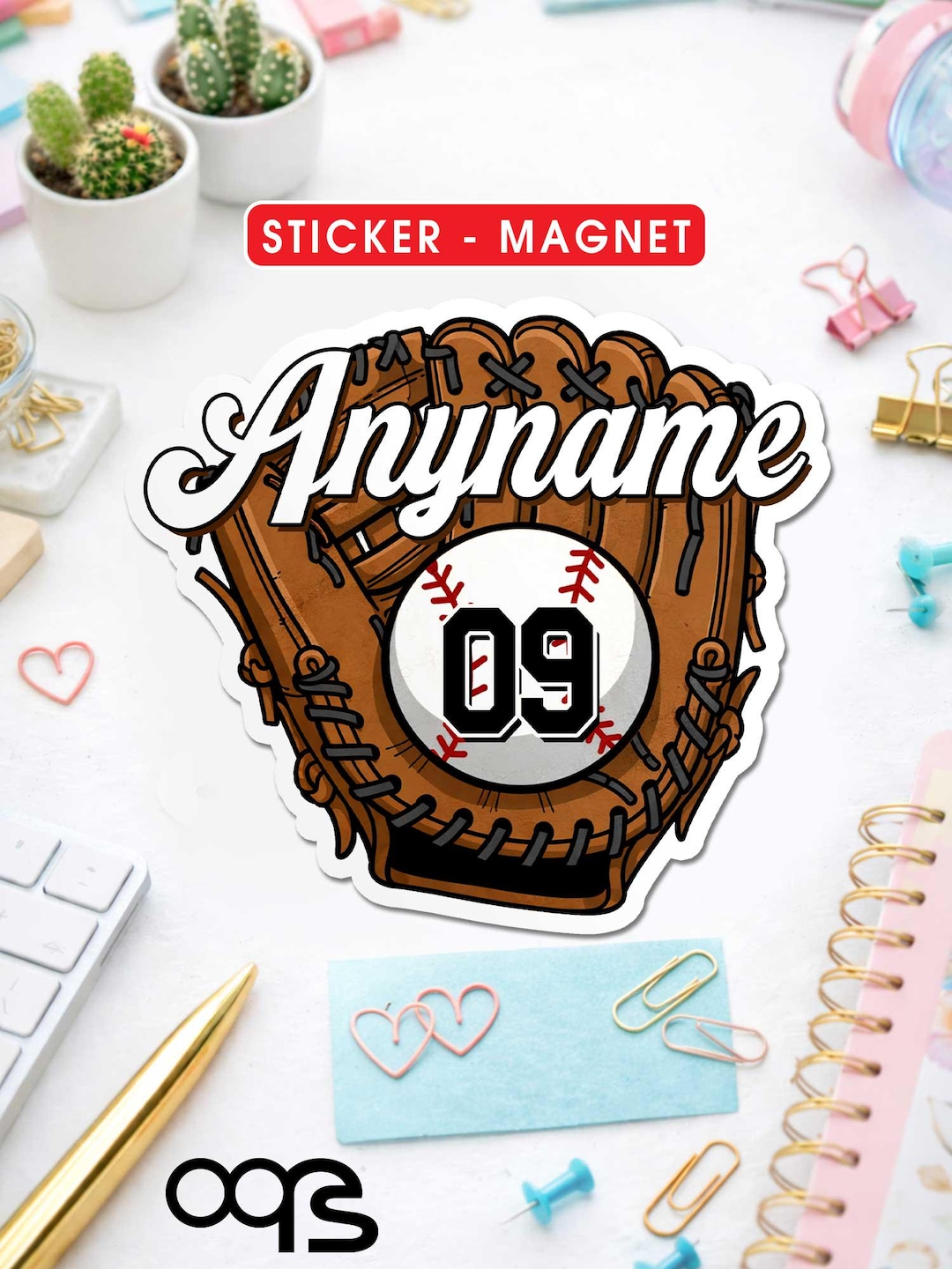 Custom Baseball Name Number Sticker Magnet, Personalized Team Player ...